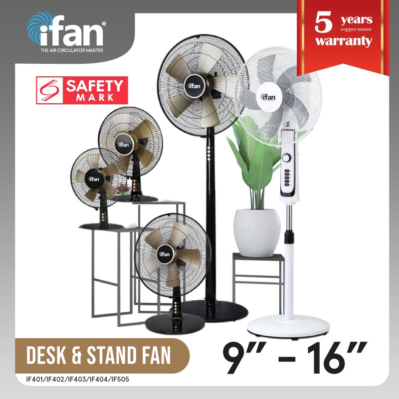 iFan Stand Fan 9" 12" 16" with Air Circulator & Oscillation (IF401 ...
