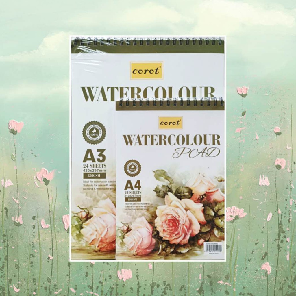 A3 A4 Water Colour Pad 180GSM Painting Paper 24 Sheets Drawing Paper ...