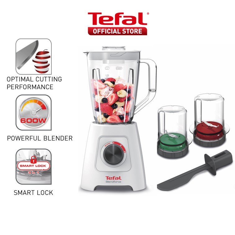 Tefal Blendforce Blender w/Grinder, Chopper & Spatula BL4291 - 600W, 2 speeds + pulse, 2L ...