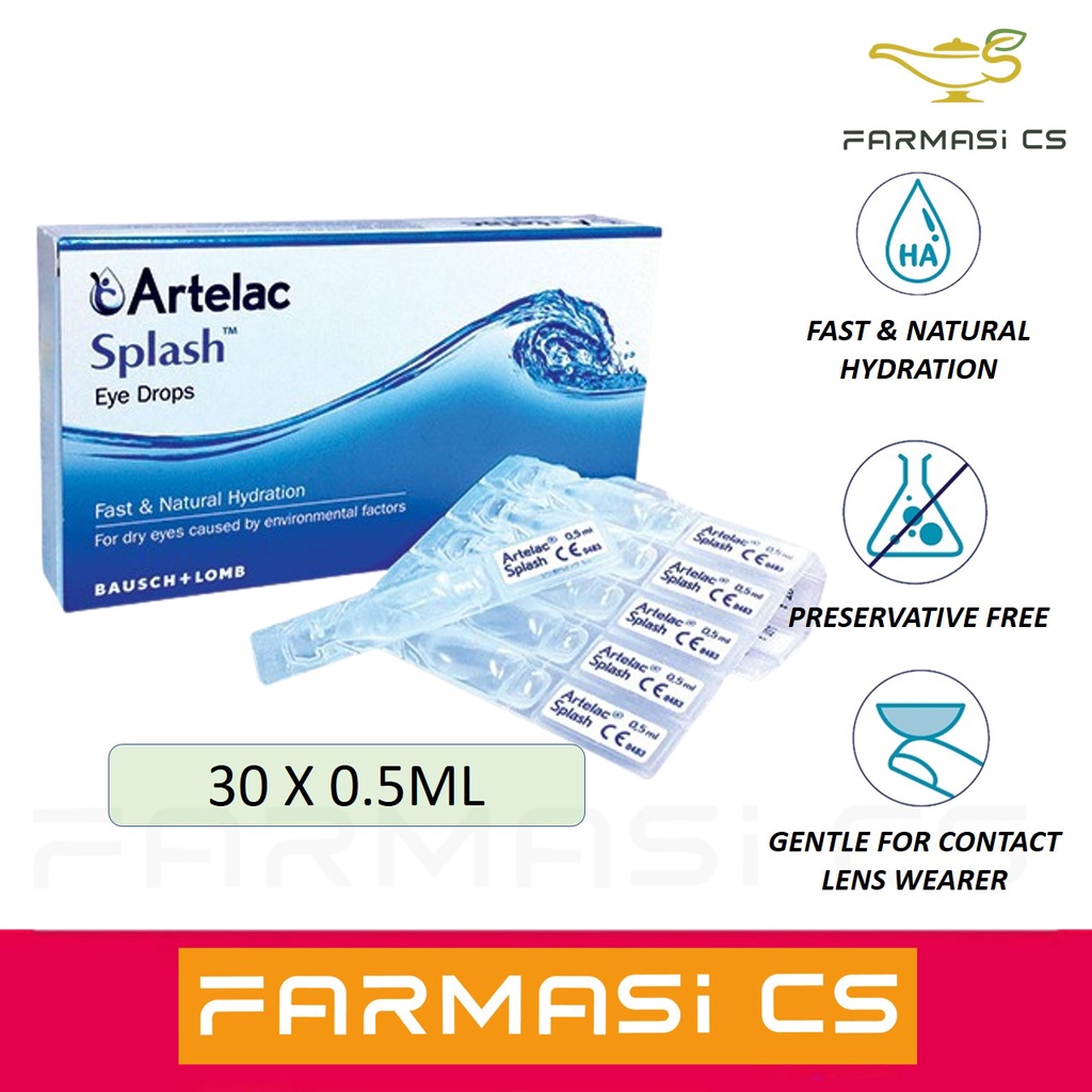 Artelac Splash Eye Drops 30 x 0.5 ml EXP:10/2025 [ dryness tired teary ...