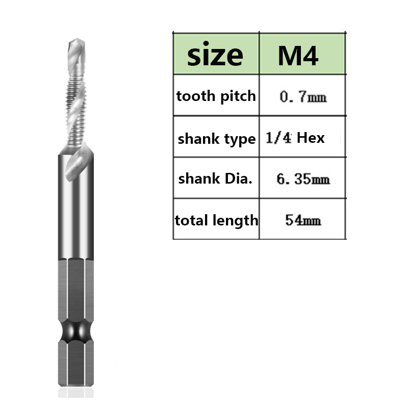 Hex Shank Titanium Plated HSS Screw Thread Metric Tap Drill Bits Screw Machine Compound tap M3 ...