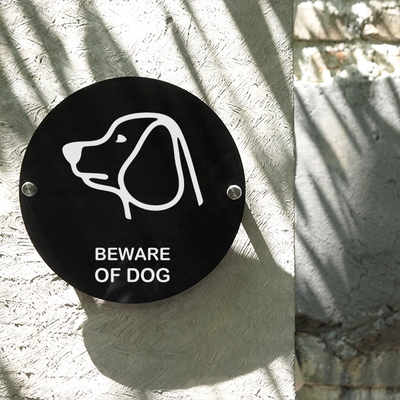 Beware Dog - Black Circle Acrylic Wall Decor Sign | Shopee Singapore