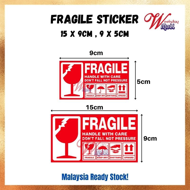 Fragile sticker Handle With Care Mudah Pecah Warning Label (10 / 100pcs ...