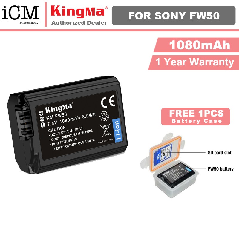 Sony NP-FW50 battery Replacement Battery by KingMa FW50 Li-ion Battery ...