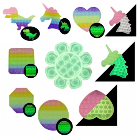 Luminous Pop It Fidget Glow in The Dark Popit Fidget Toy Push Bubble ...