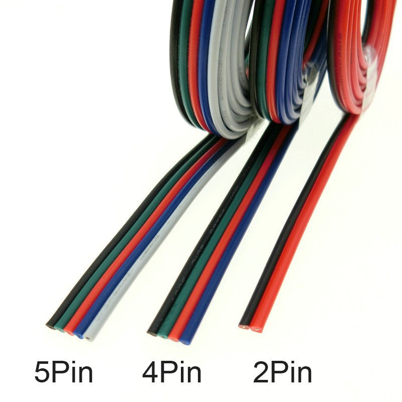 5M Lighting Wire 2pin 4pin 5pin for Single Color / RGB / RGBW LED Strip ...
