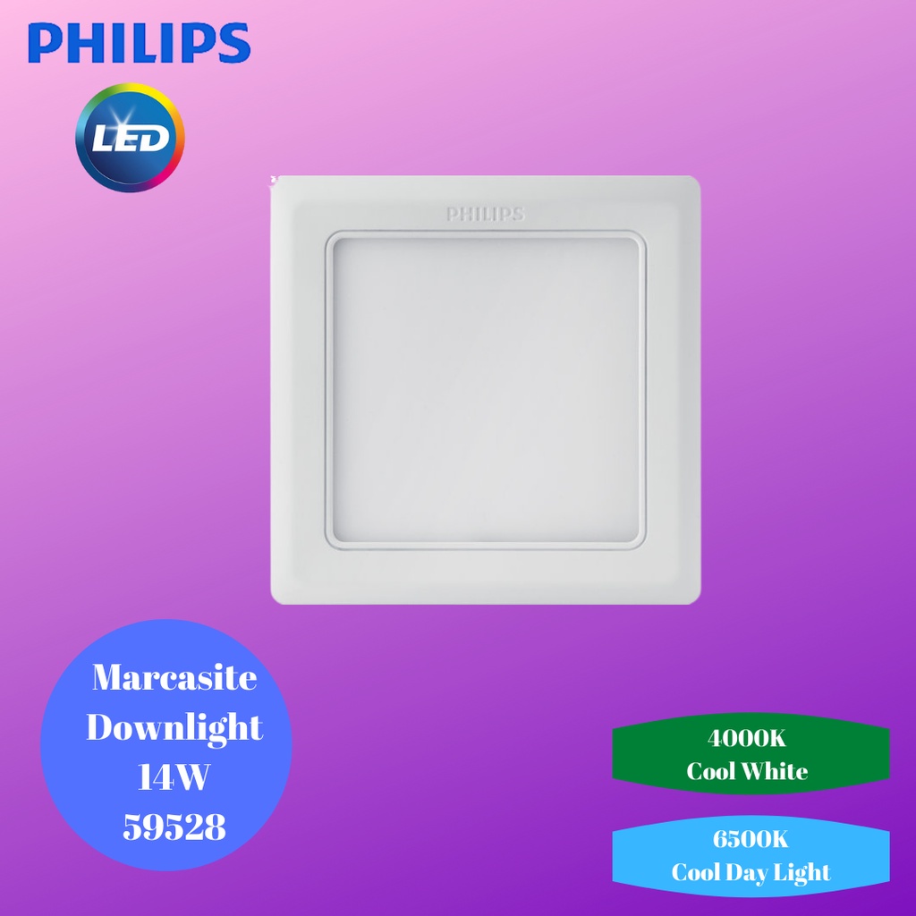 Philips Marcasite 59528 Recessed Downlight 14W Square (Cool White 4000K ...