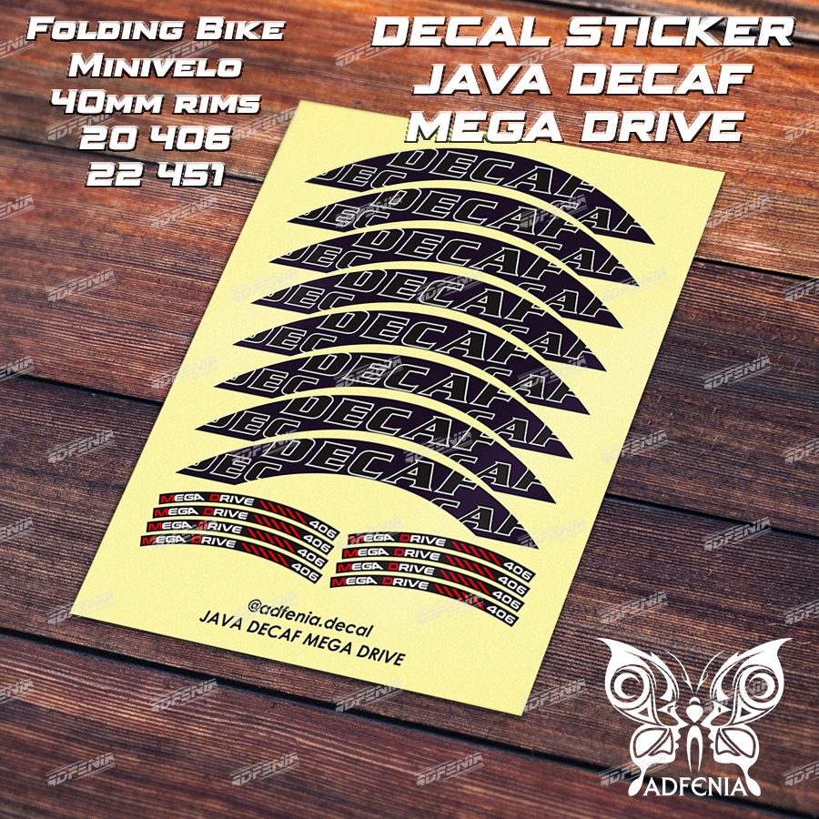 Java Decaf Mega Drive Sticker Decal 20 inch Minivelo Ring Folding Bike ...