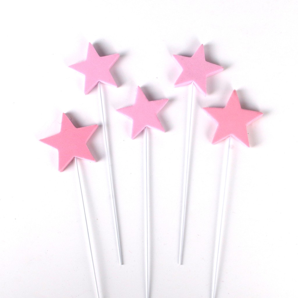 CD118 💕 READY STOCK IN SG 💕 Cake Topper Pink Sponge Stars Set 5 pcs ...