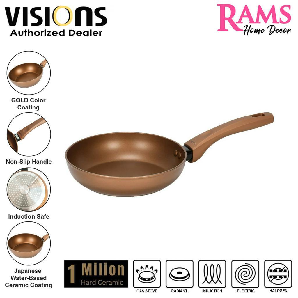 Visions Metal Cookware Induction Frying Pan / Aluminium Brilliant Gold ...