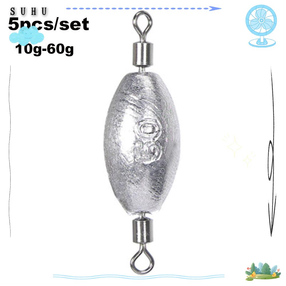 SUHU 5PCS High Quality Fishing Lead fall Round Shot Sinker Olive Shaped Weights Additional ...