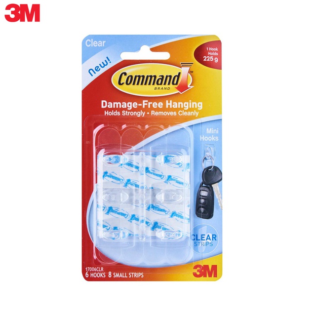 3M 17006CLR Mini Clear Hooks With Clear Strips | Shopee Singapore