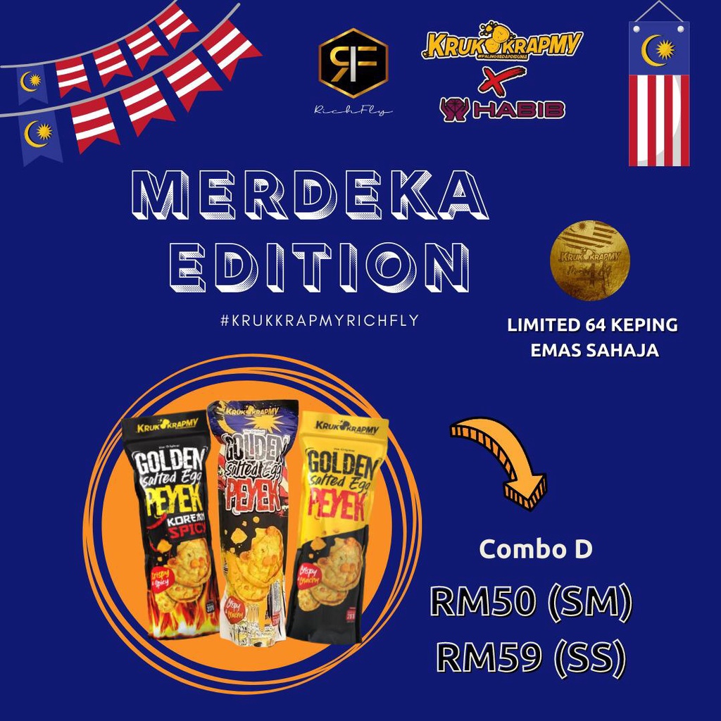 MERDEKA EDITION COMBO D GOLDEN SALTED EGG PEYEK | Shopee Singapore