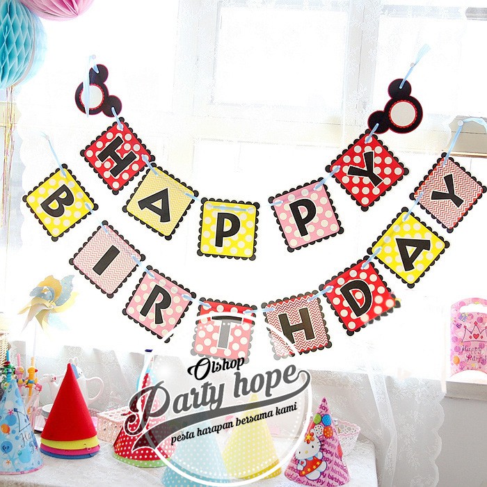 Bunting flag Happy birthday MICKEY MOUSE Box/Happy birthday banner/HBD ...
