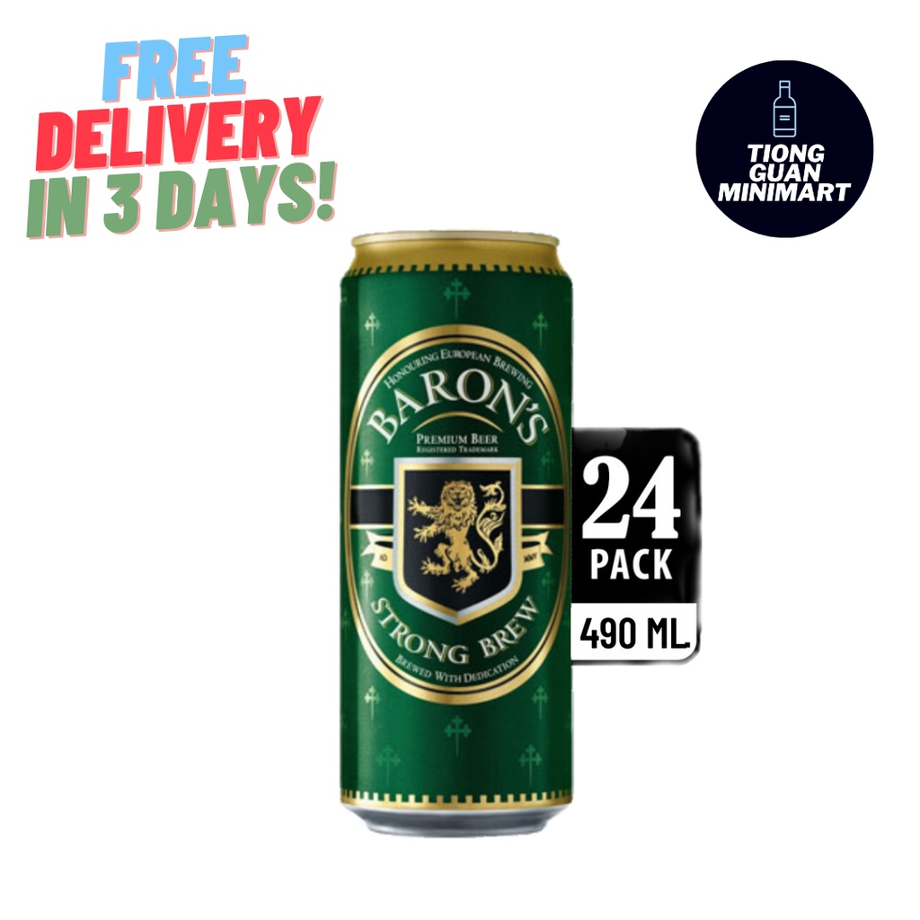 BARON'S STRONG BREW BEER 24 X 490ML ( BBD : OCT 2024) | Shopee Singapore