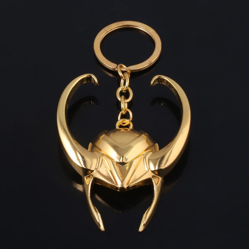 Evil God Loki Golden Mask Helmet Keychain Copy 4 Men's Pendant Small ...
