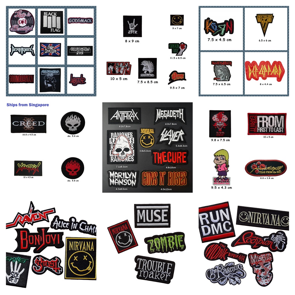 >20 designs ROCK BAND Iron On Patch Embroidered Metal Punk Goodie Bag ...