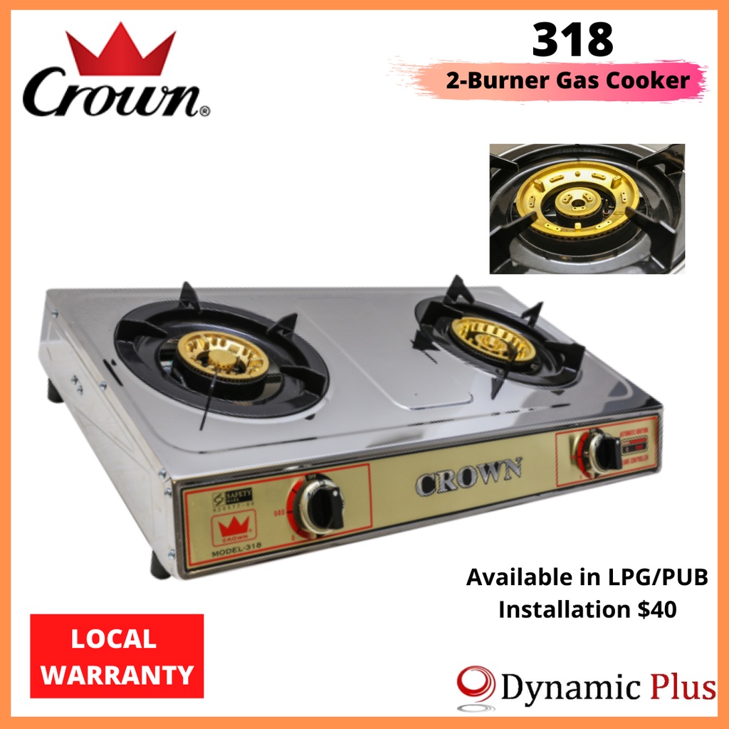 Crown 318 Double Burners Table Top Gas Cooker | Shopee Singapore