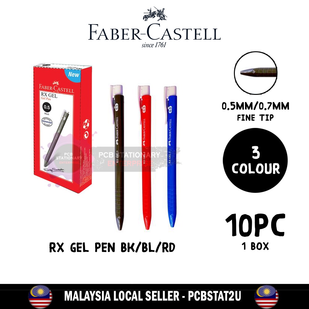 Faber-Castell RX Gel Pen 5/7 0.5/0.7mm - (10'Pc/Box) | Shopee Singapore