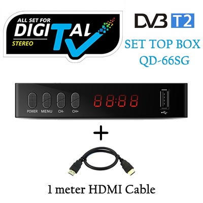 Digital TV Active Antenna & DVB-T2 Set Top Box with Free 1 meter HDMI ...