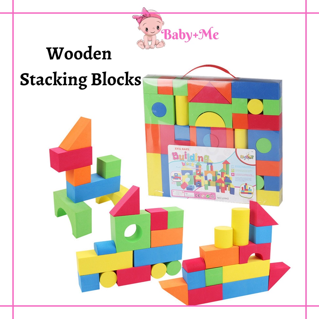 46pcs DIY Colourful Soft Stacking Blocks Building Block Toys Early ...
