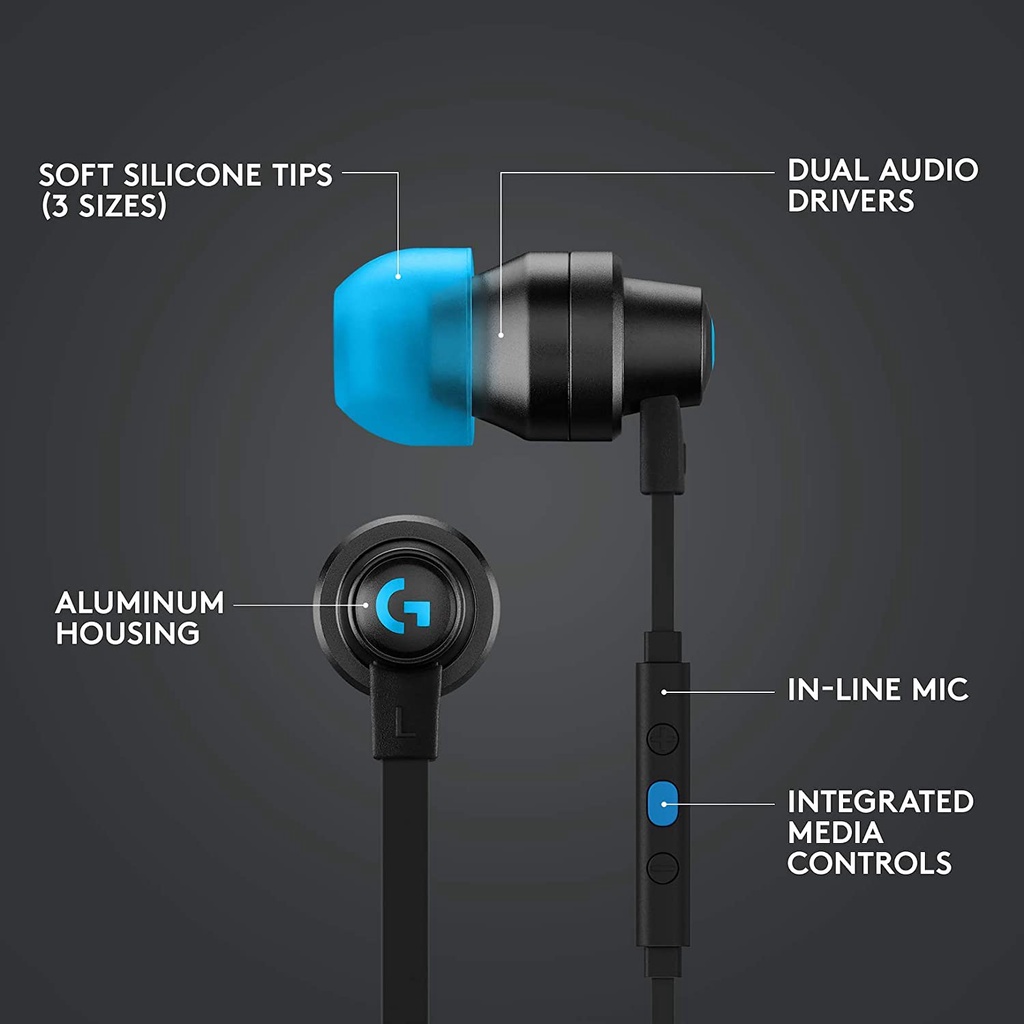 Logitech G333 Gaming Earphones with dual audio drivers, in-line mic and ...