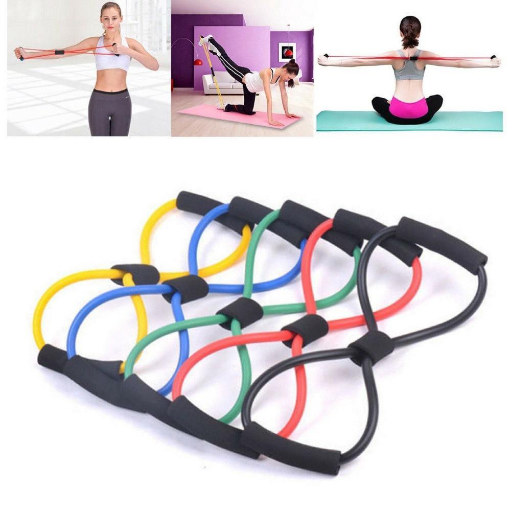Fitness Puller 4 Tube Yoga Pilates Sit Up Pull Rope Workout Tension ...