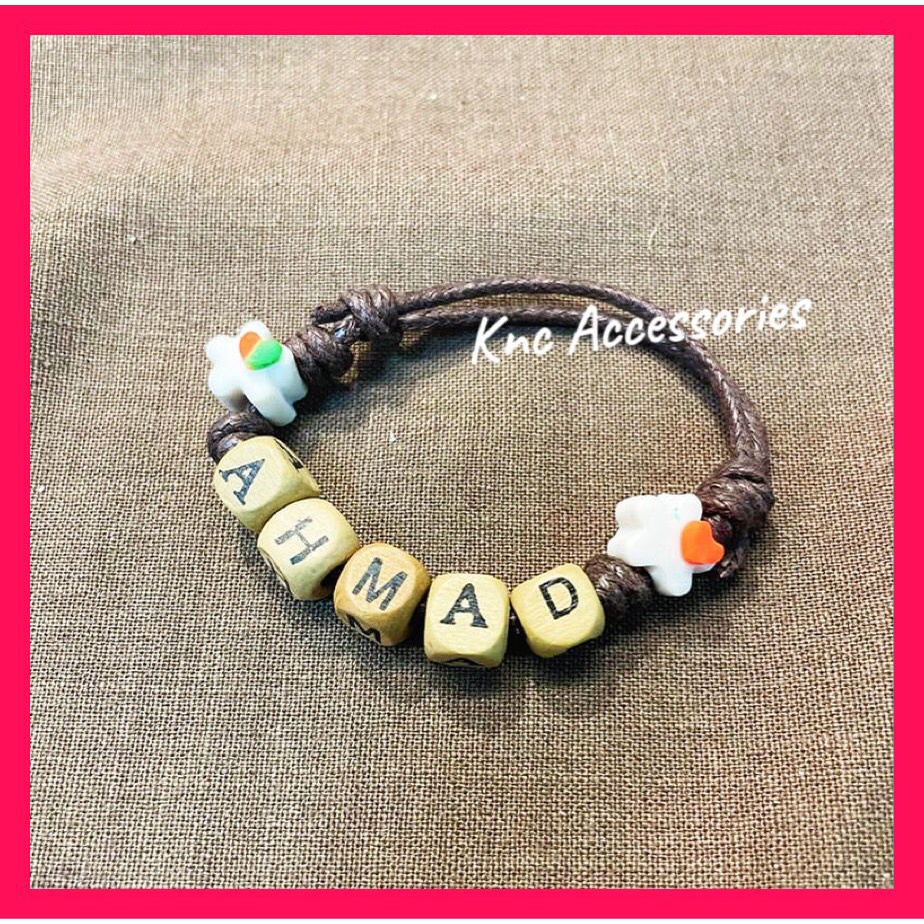 KAYU Diy Name Bracelet / Custom Made Wooden Letters (5 Letters + 2 ...