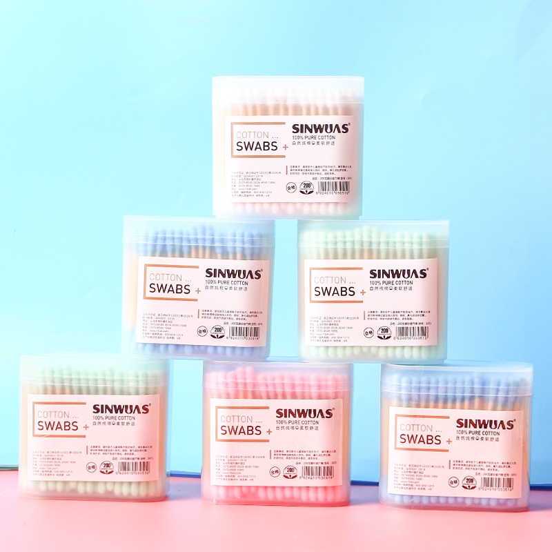 Boxed Double-Headed Cotton Swabs Ear-Clearing Rotating Pointed Round ...