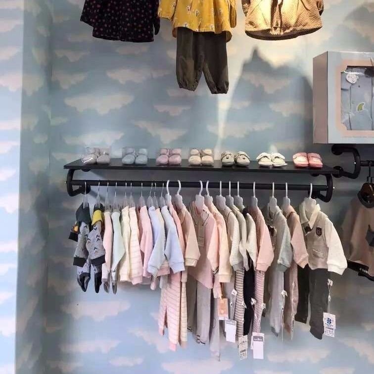 Thickened Iron Clothing Store Shelf Wall-Mounted Hanger Display Shelf ...