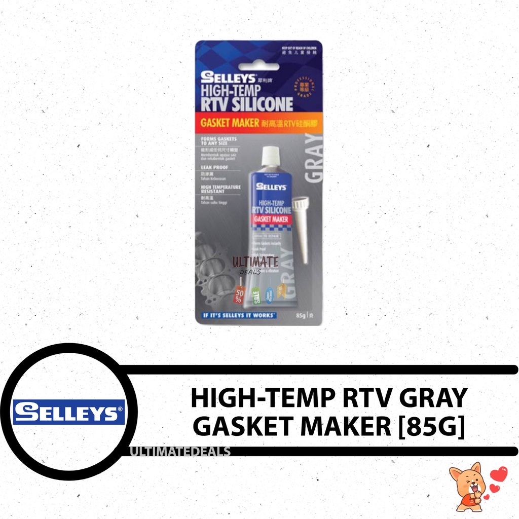 SELLEYS® High Temp RTV Grey Silicone Gasket Maker 85G - Resist Aging, Water, Oil, Grease ...