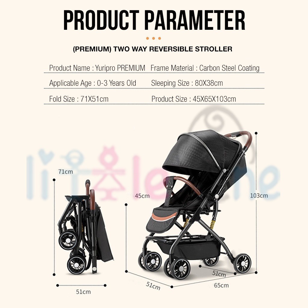Little One Baby Compact Stroller YURIPRO Lightweight (Travel Strollers ...