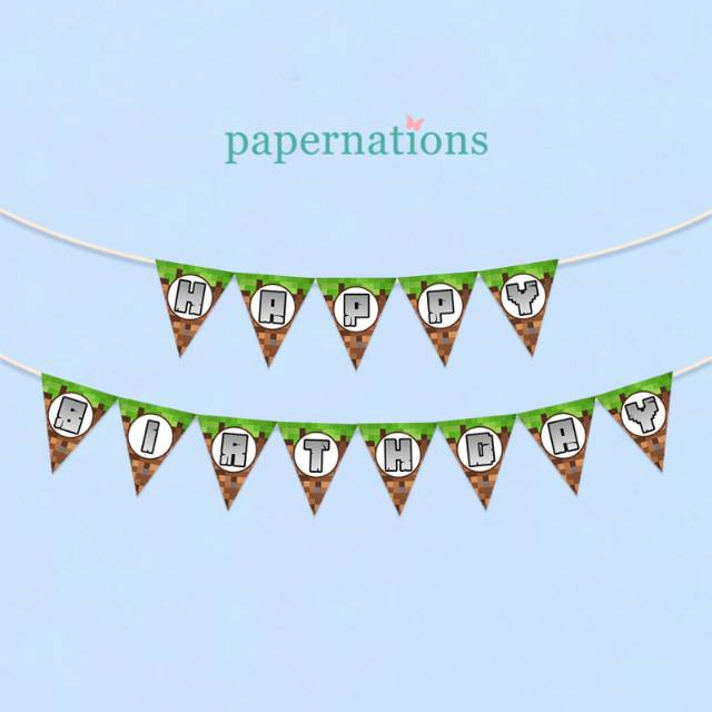 Minecraft Happy Birthday Banner / Minecraft Bunting Flag / Minecraft ...