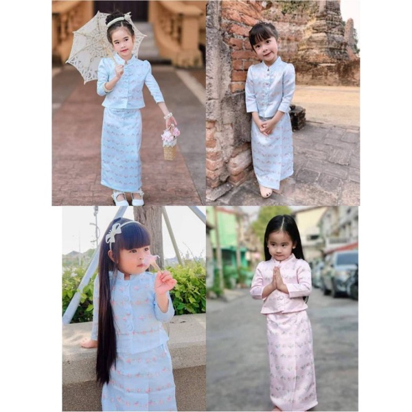 Thai Children Chitralada Dress Pastel Color For School Wear | Shopee ...