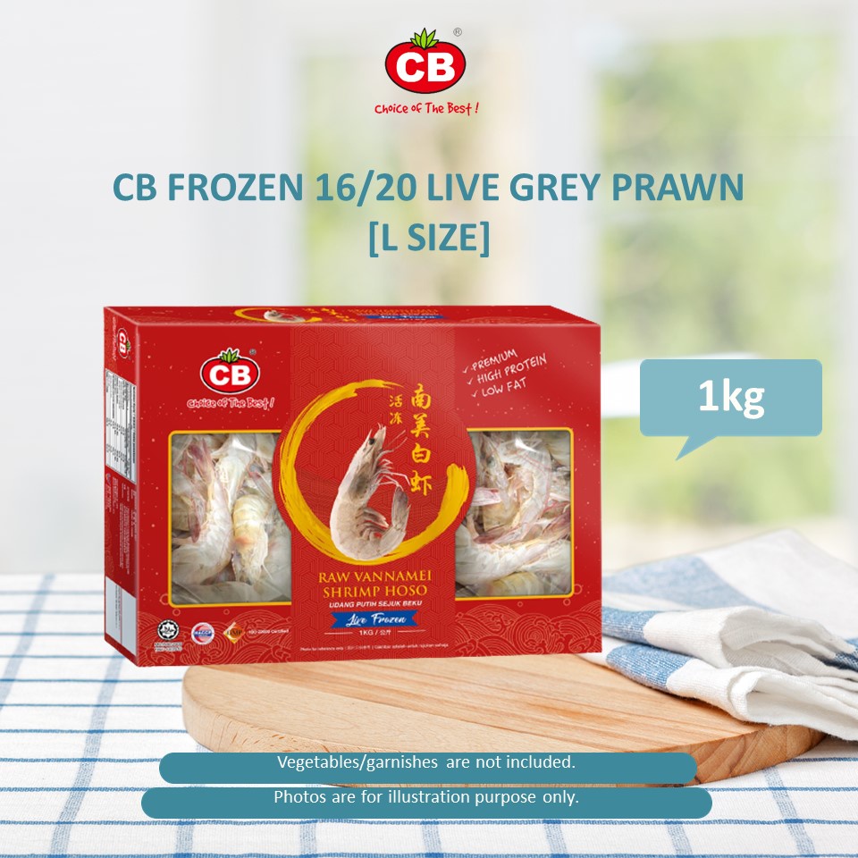 CB Frozen 16/20 Live Grey Prawn [L Size] (1Kg) / CB Frozen 16/20 PD ...