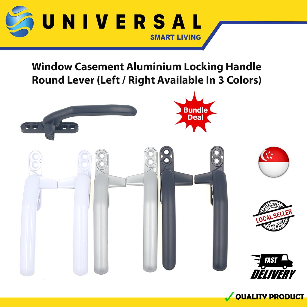 [SG SHOP SELLER] Window Casement Aluminium Locking Handle Round Lever ...
