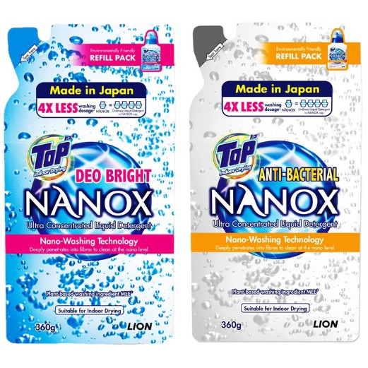JAPAN Top NANOX One Ultra Concentrated Liquid Laundry Detergent Refill Pack - Anti Bacteria Deo ...