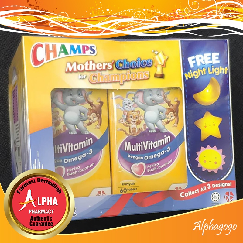 Champs Multivitamin Dengan Omega-3 Fruity Flavour Chewable Tablet 60 ...