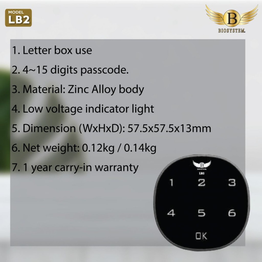 Biosystem LB2 Letter Box Lock | Shopee Singapore