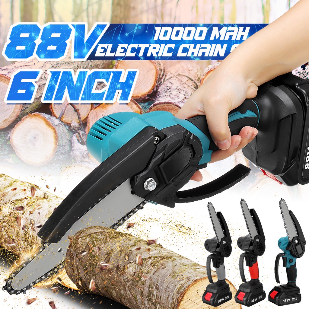 88VF 4000RPM Cordless Electric Chainsaw 6inch Wood Cutter Saw With 1/2 ...