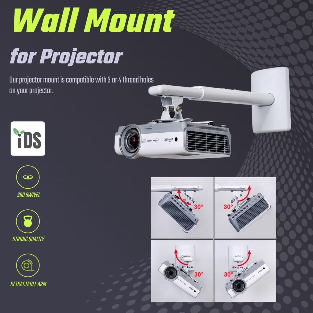[iDS] Projector Wall Mount Bracket Extendable Universal LCD/DLP ...