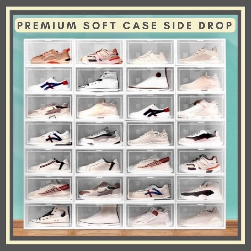 【Side View】PREMIUM Stackable Side Open Shoe Box Storage Box Organiser ...