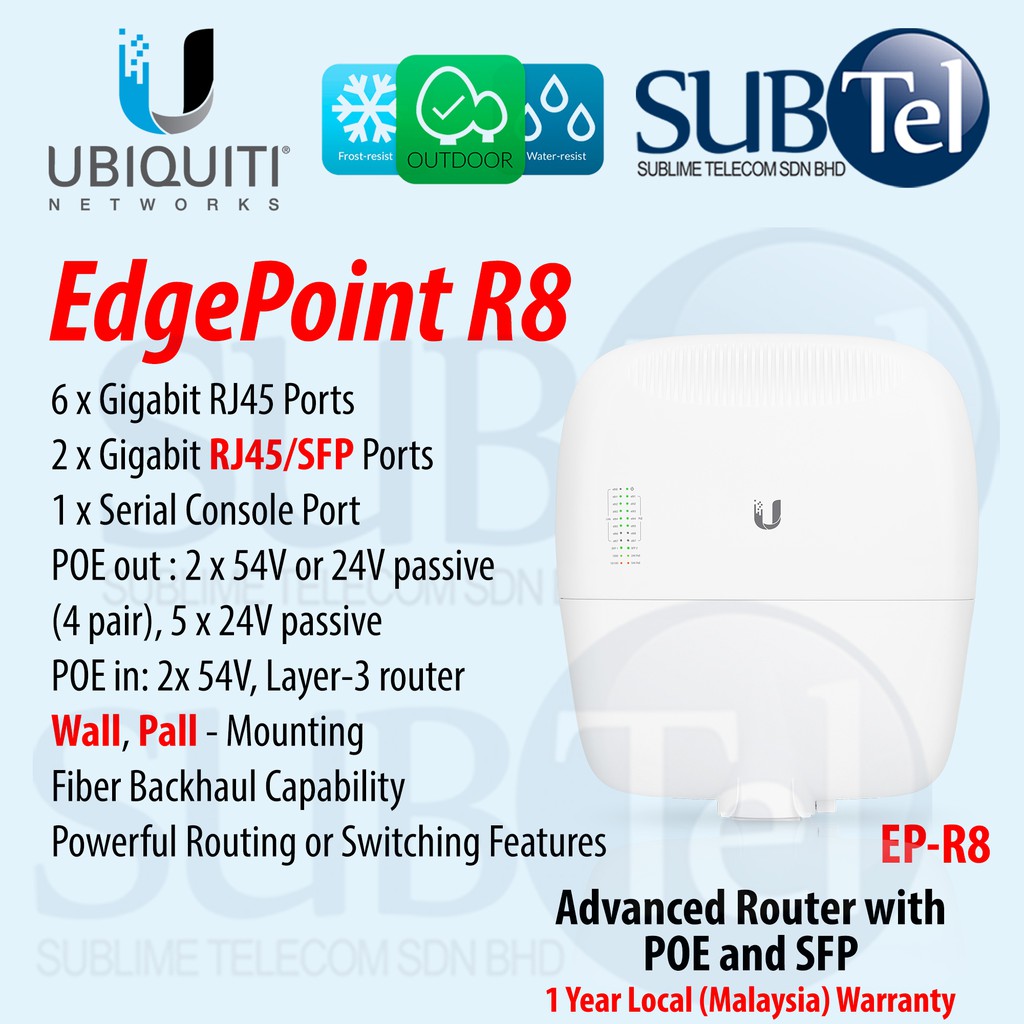Ubiquiti EdgePoint EP-R8 Advanced EdgeOS powered Indoor Outdoor Gigabit ...