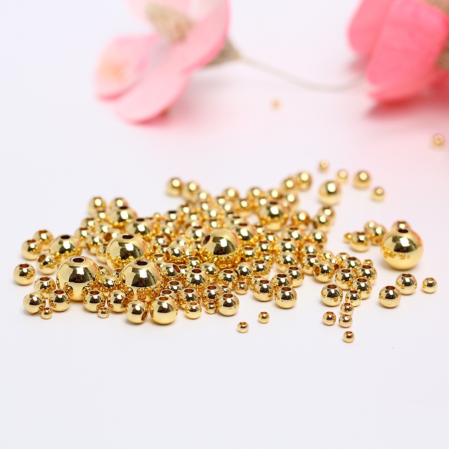 3/4/5/6/8mm 18k Gold Transfer Spacer Beads 50pcs Silver Rose Gold Solid ...
