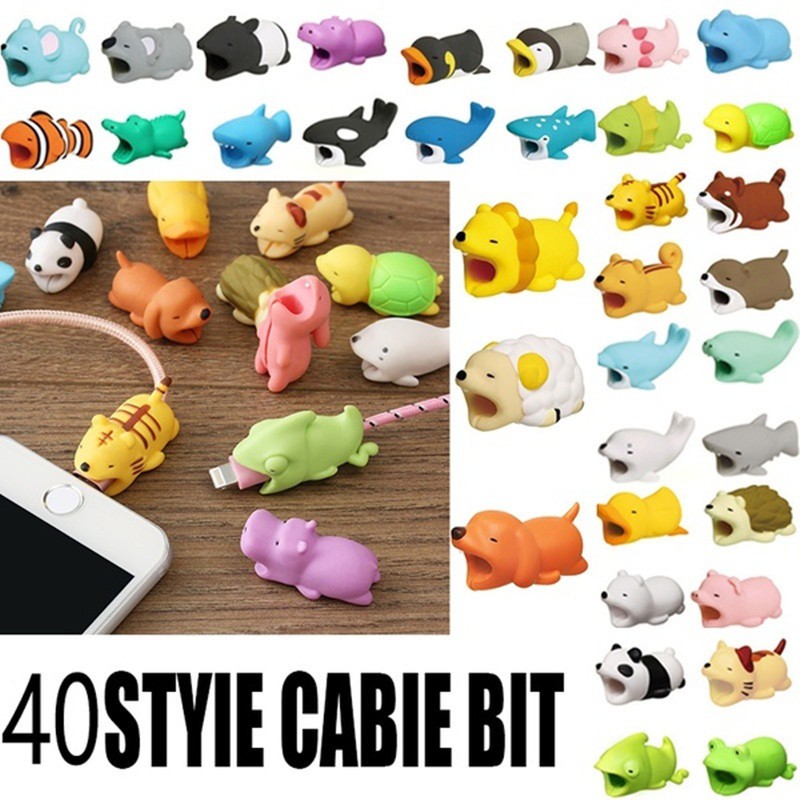 Cartoons Animal Bite Cable Data Protector Cute Shaper Wider Organizer ...