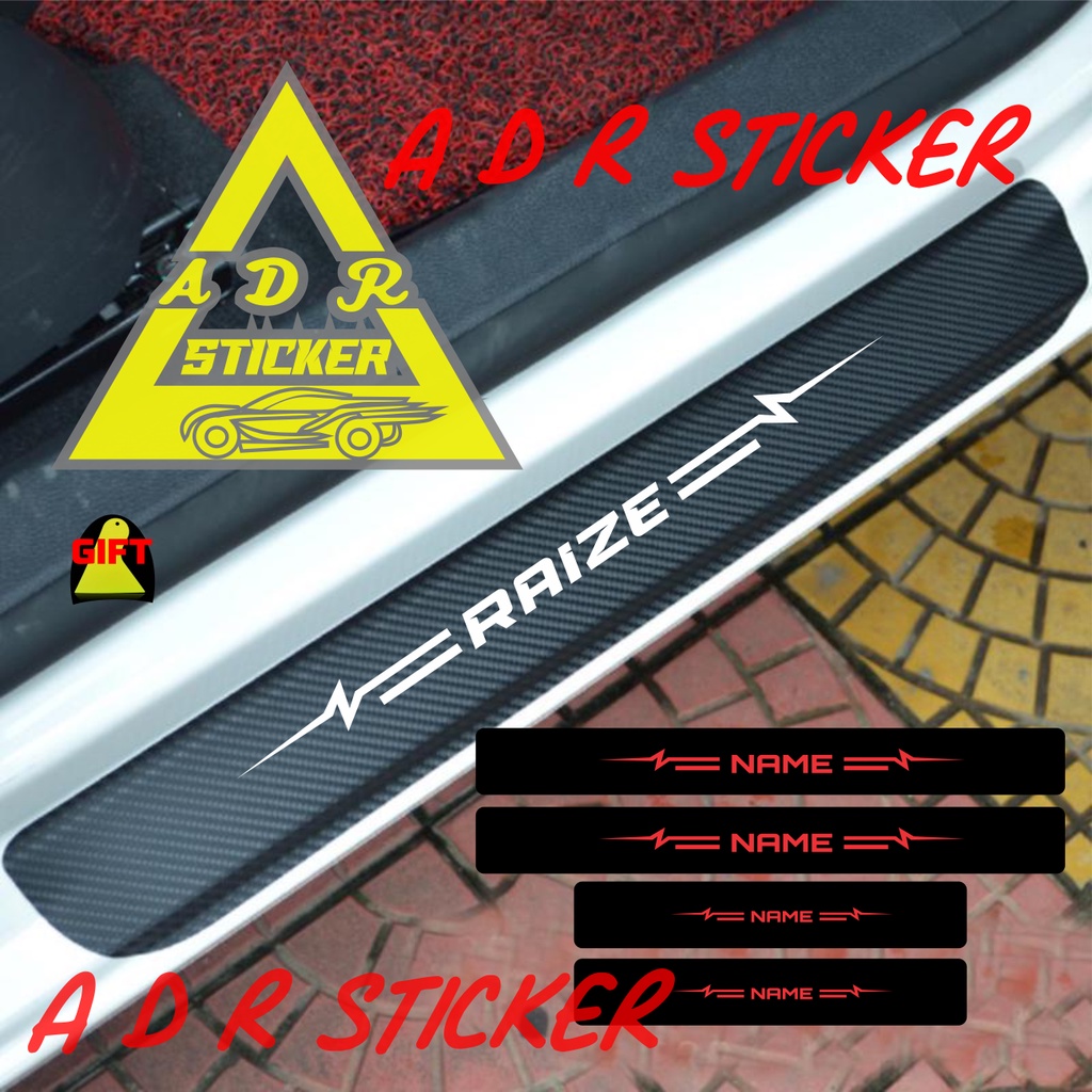 4 pecs 3d carbon stickers toyota raize car door safety stickers 3d ...