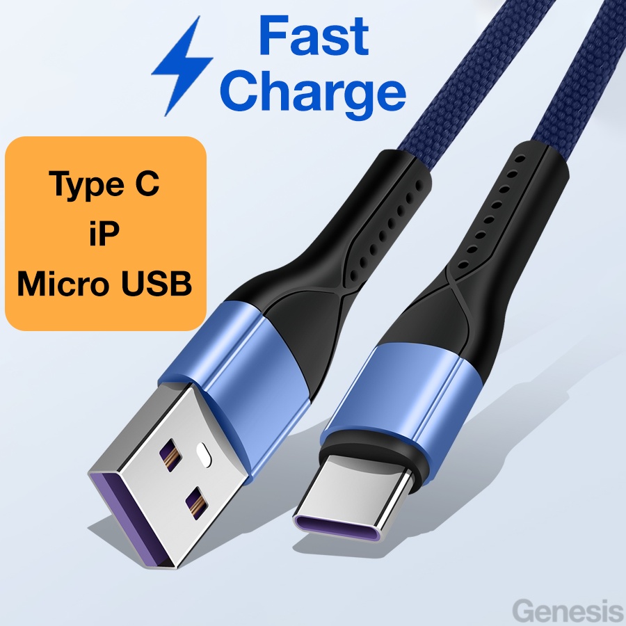 Genesis Type C Fast Charging Cable USB 100W Charge 5A/ 3A iP PD Micro 3 ...