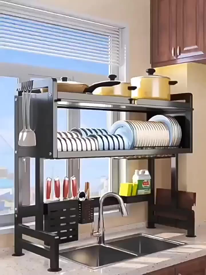 【SG Stock】Kitchen Rack Stainless Steel Sink Dish Rack Dish Drainer Rack ...