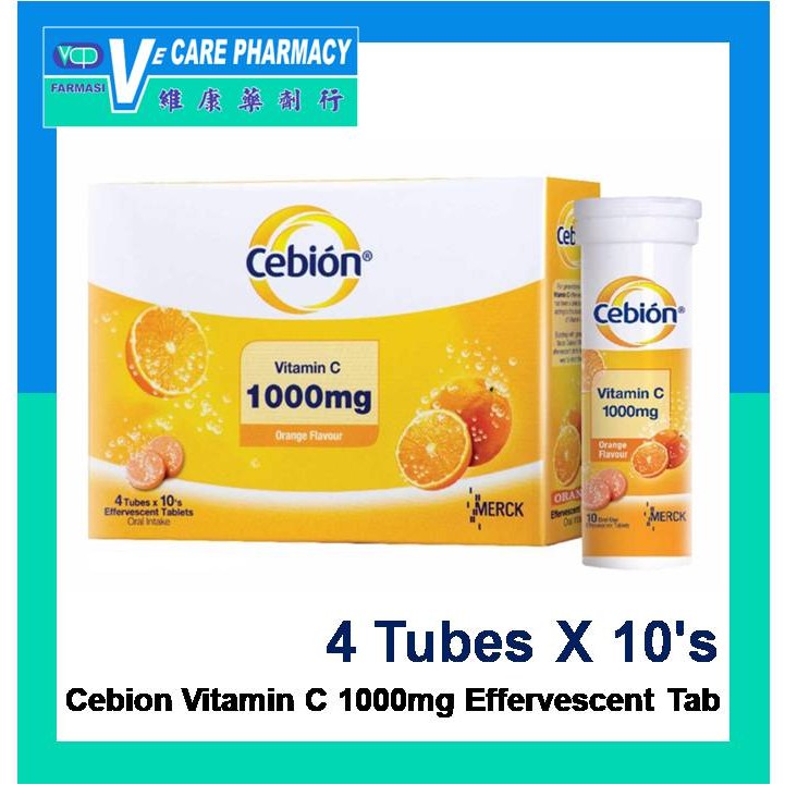 Cebion Vitamin C 1000mg Effervescent Tablets 4 x 10's (Exp: 11/2025) | Shopee Singapore