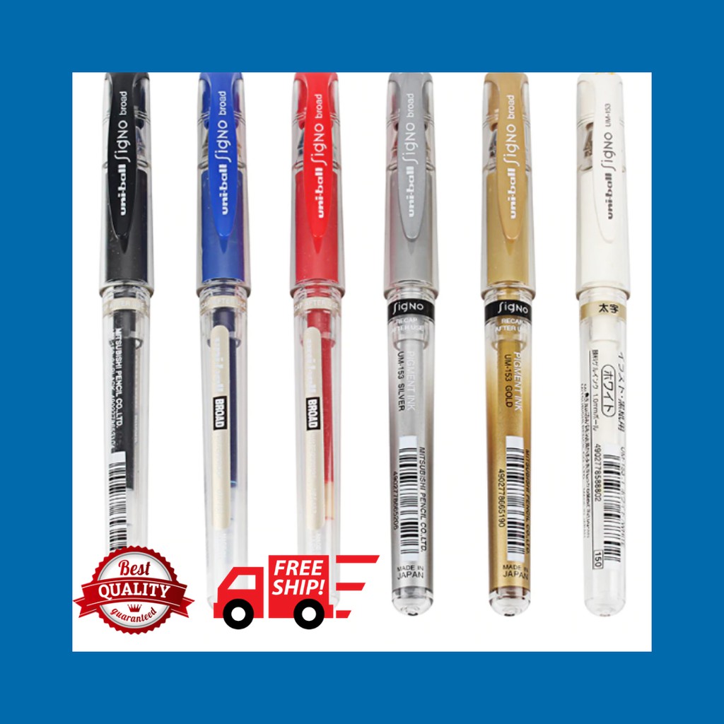 Pena Uni-Ball Signo Broad UM-153 (Black, Blue, Red) | Shopee Singapore